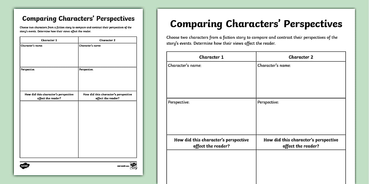 Comparing Characters' Perspectives Activity Worksheet