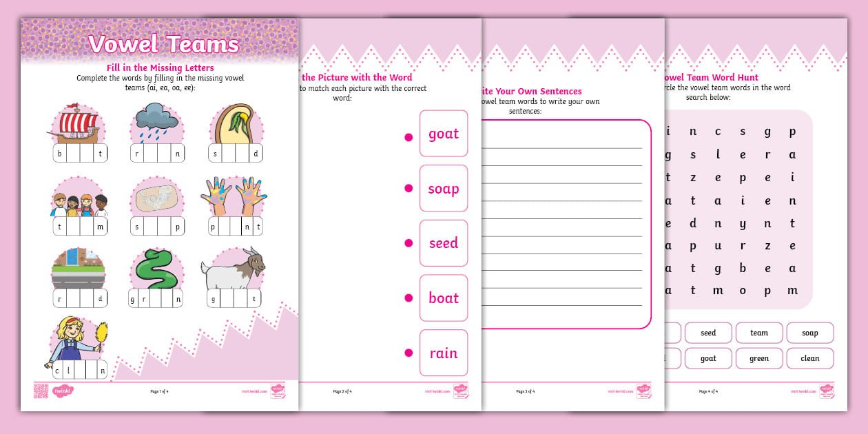 Vowel Teams Activity Sheet