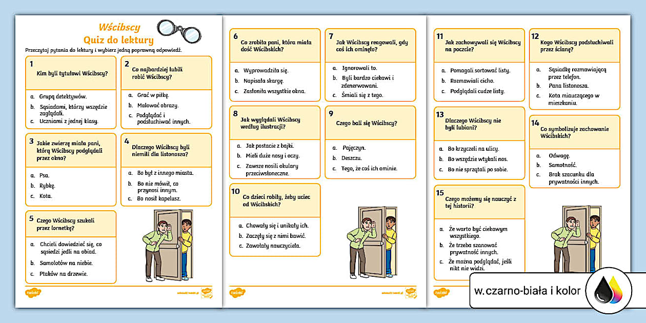 Wścibscy | Quiz do lektury | Karta pracy (professor feito)