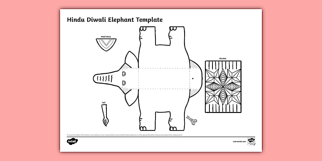 Diwali Elephant Cutout Template | Primary Teaching Resources
