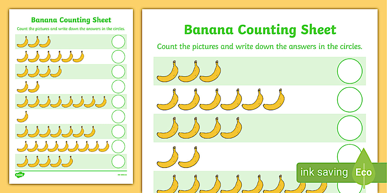 Fairtrade Fortnight Banana Counting Worksheet / Worksheet