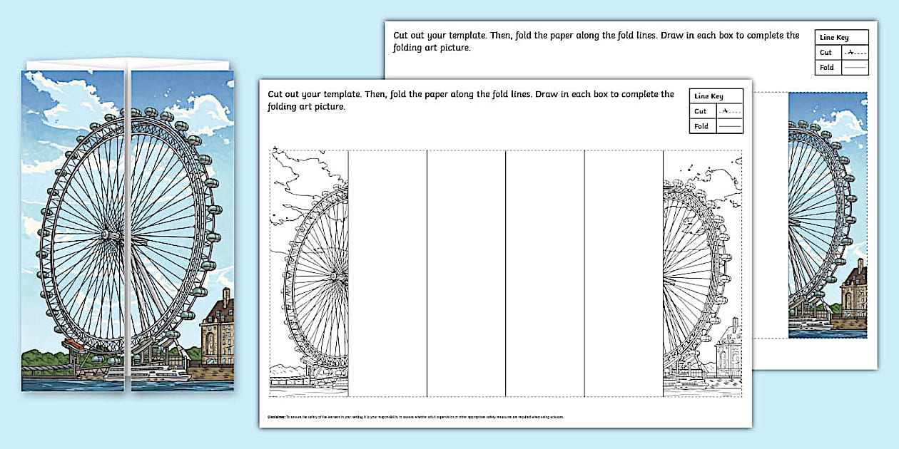 London Eye Folding Art Template (Teacher-Made) - Twinkl