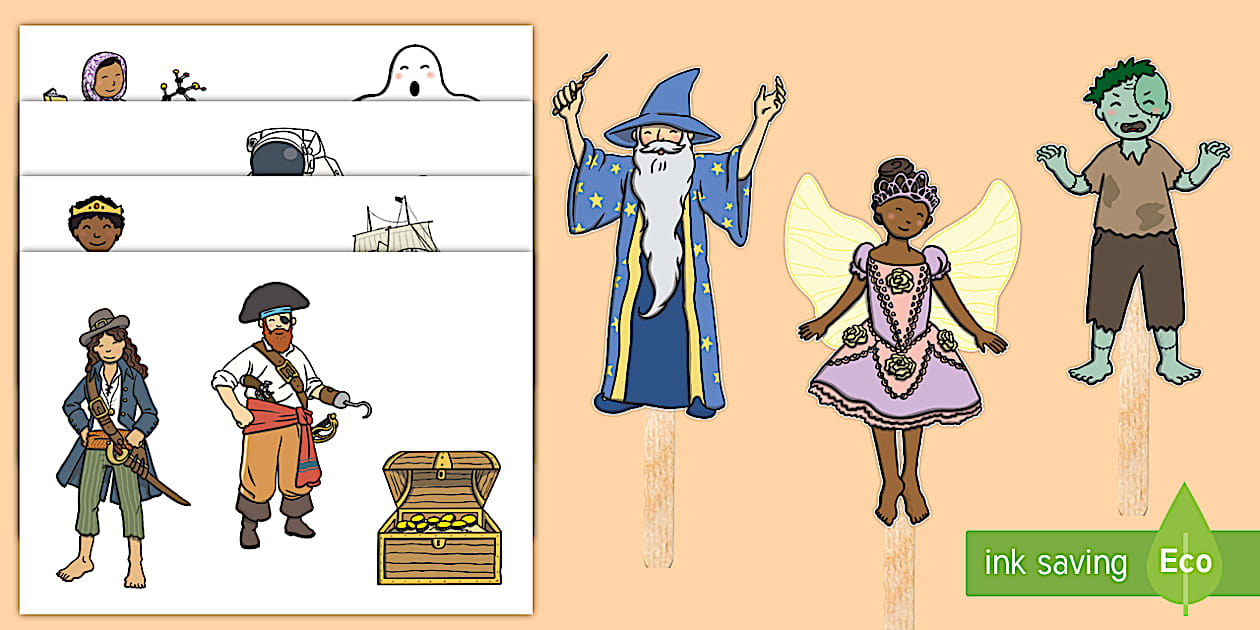 Character Stick Puppets (teacher made) - Twinkl