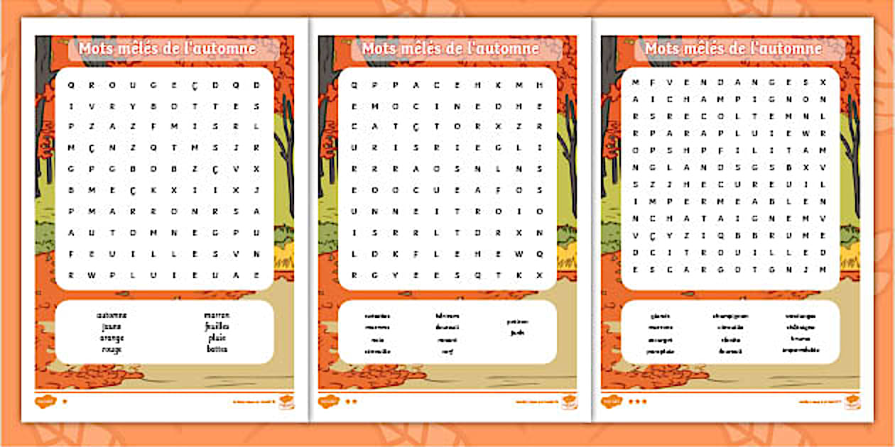 Mots mêlés l'automne | Ressource Twinkl (Teacher-Made)