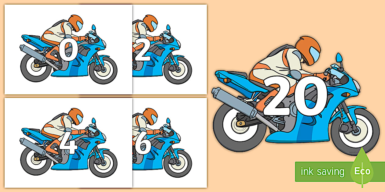 Counting in Twos on Motorbikes Display Posters - Twinkl