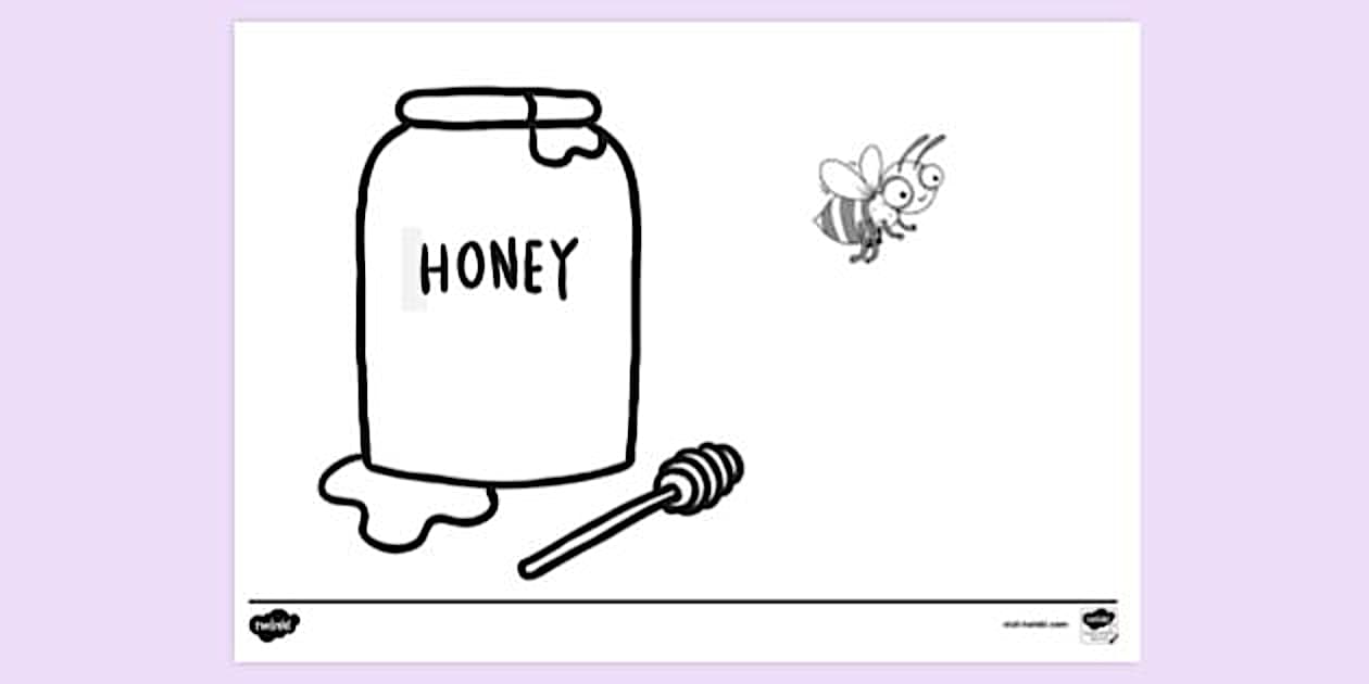 Honey Colouring Page (teacher made) - Twinkl