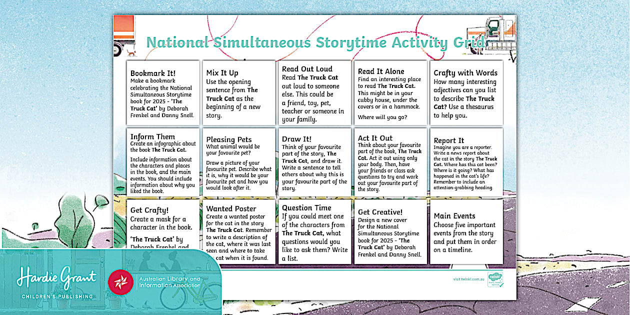 National Simultaneous Storytime Activity Grid for 'The Truck Cat'