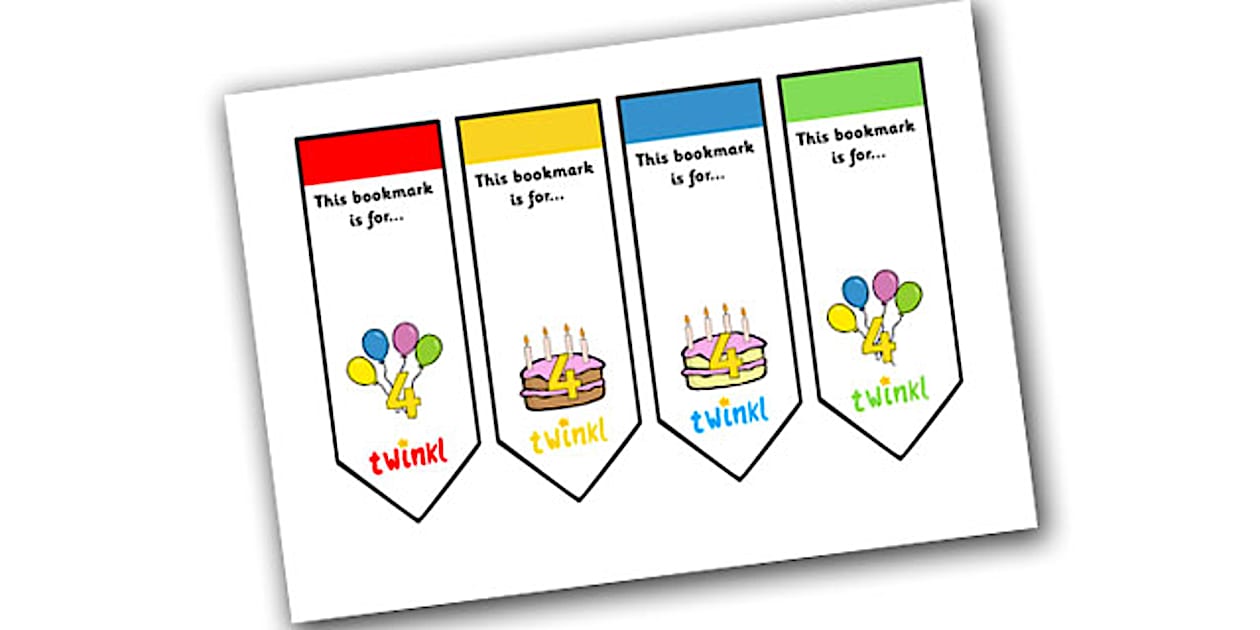 👉 Editable Birthday Bookmarks (Age 4) (Teacher-Made)
