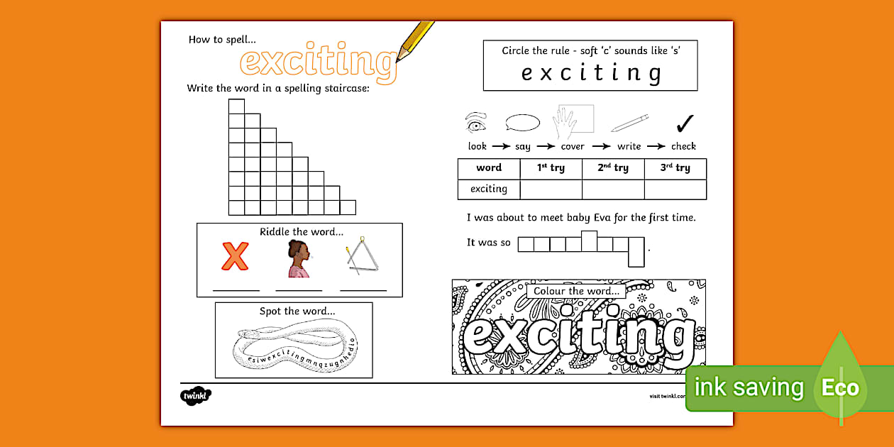 How to Spell Exciting Activity Sheet (teacher made) - Twinkl