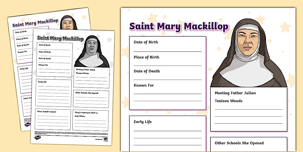Saint Mary Mackillop Fact File Template (Teacher-Made)