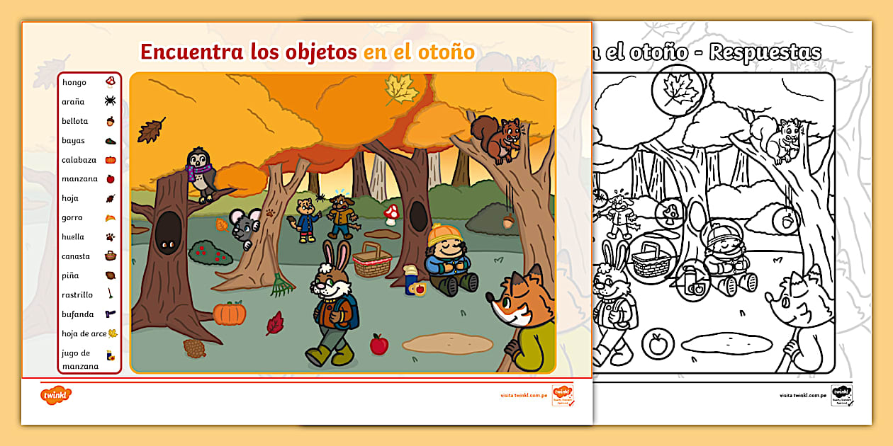 Atención y concentración: encuentra los objetos en el otoño