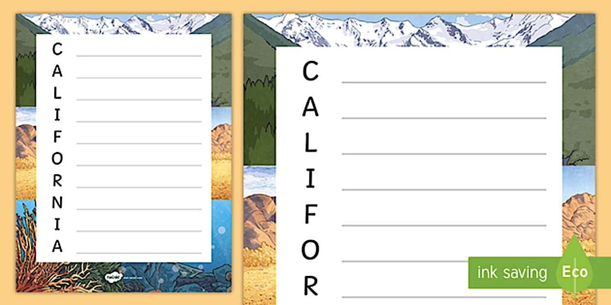 California Acrostic Poem (Teacher-Made) - Twinkl