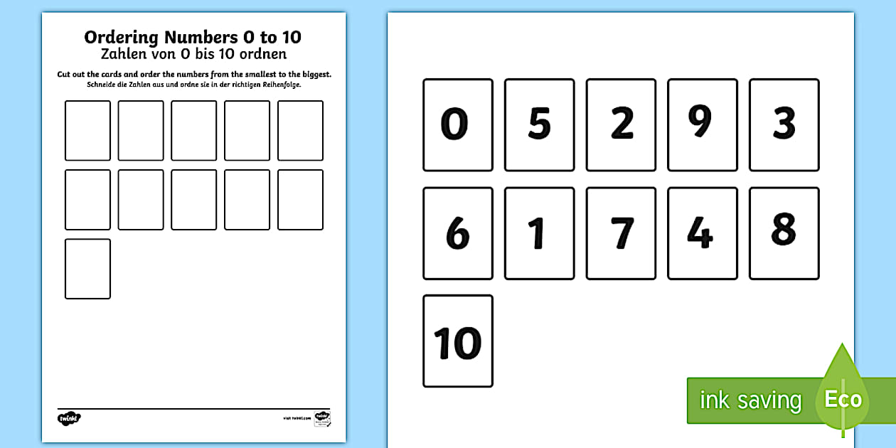 Ordering Numbers 0 to 10 Activity English/German - Twinkl