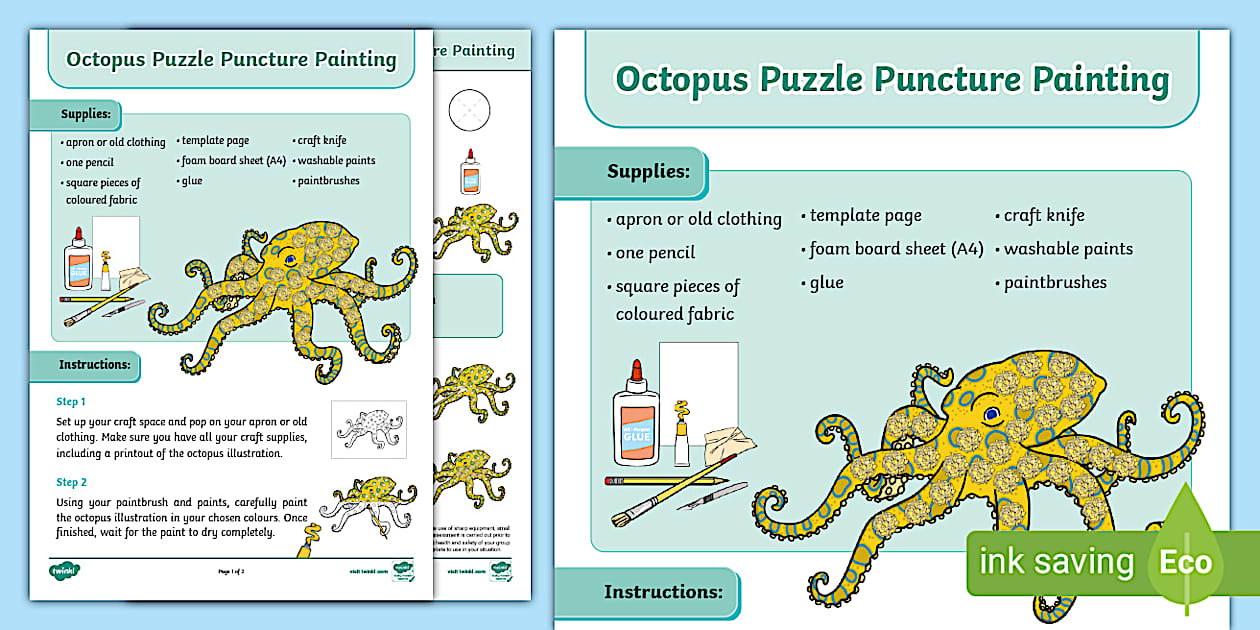 Octopus Puzzle Puncture Painting (Teacher-Made) - Twinkl
