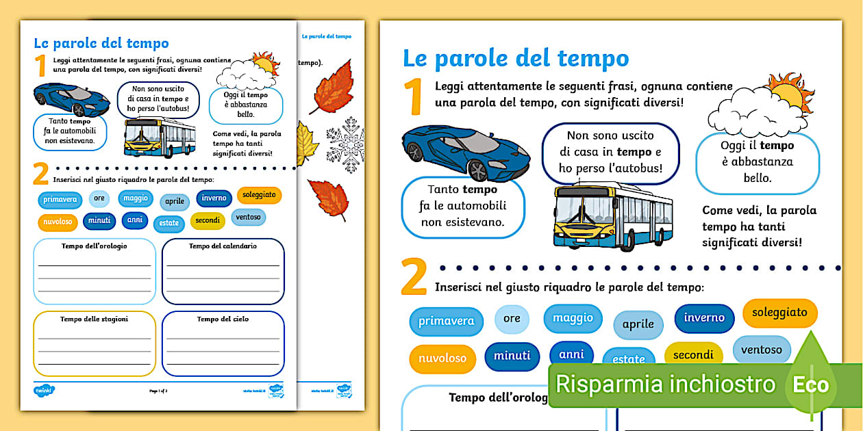 Le parole del tempo classe prima (Teacher-Made) - Twinkl