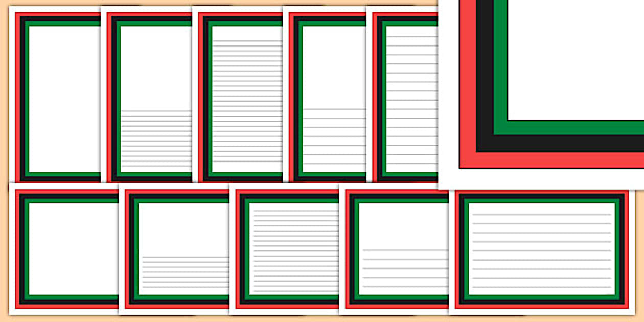 Editable Black, Green, Red Stripes Themed Page Borders