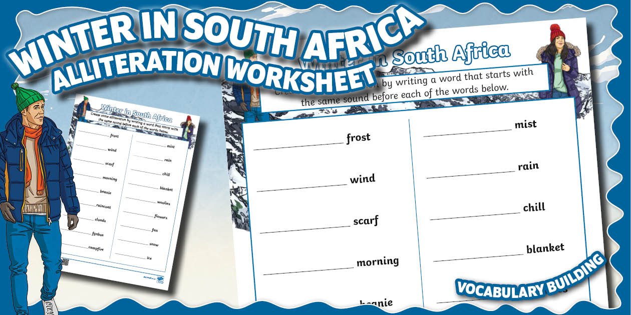 * NEW * Winter in South Africa Alliteration Worksheet