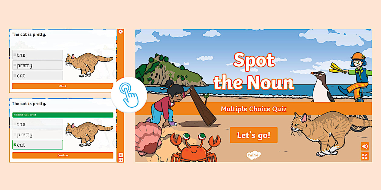 Spot the Noun Interactive Multiple Choice Quiz - Twinkl