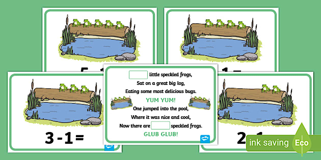 Editable 5 Little Speckled Frogs Writing Frames - Twinkl