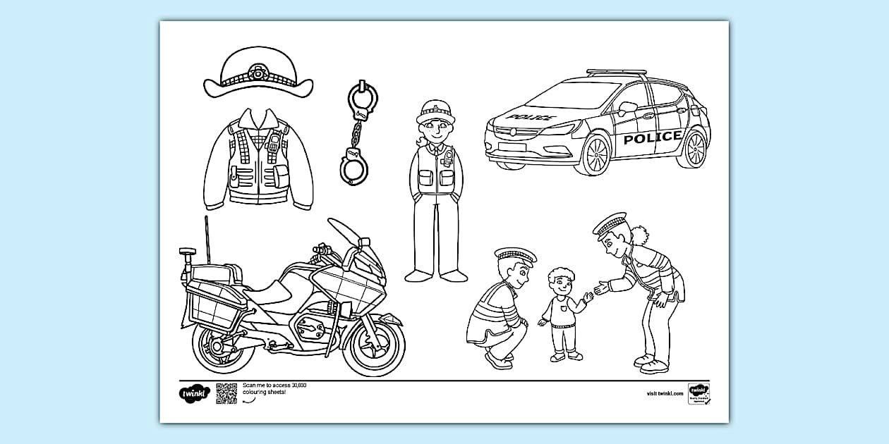 Police Doodle Colouring Page (professor feito) - Twinkl
