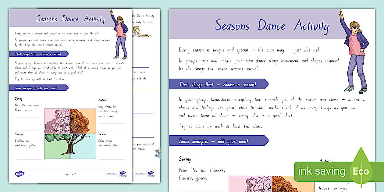 Seasons Dance Activity Worksheet