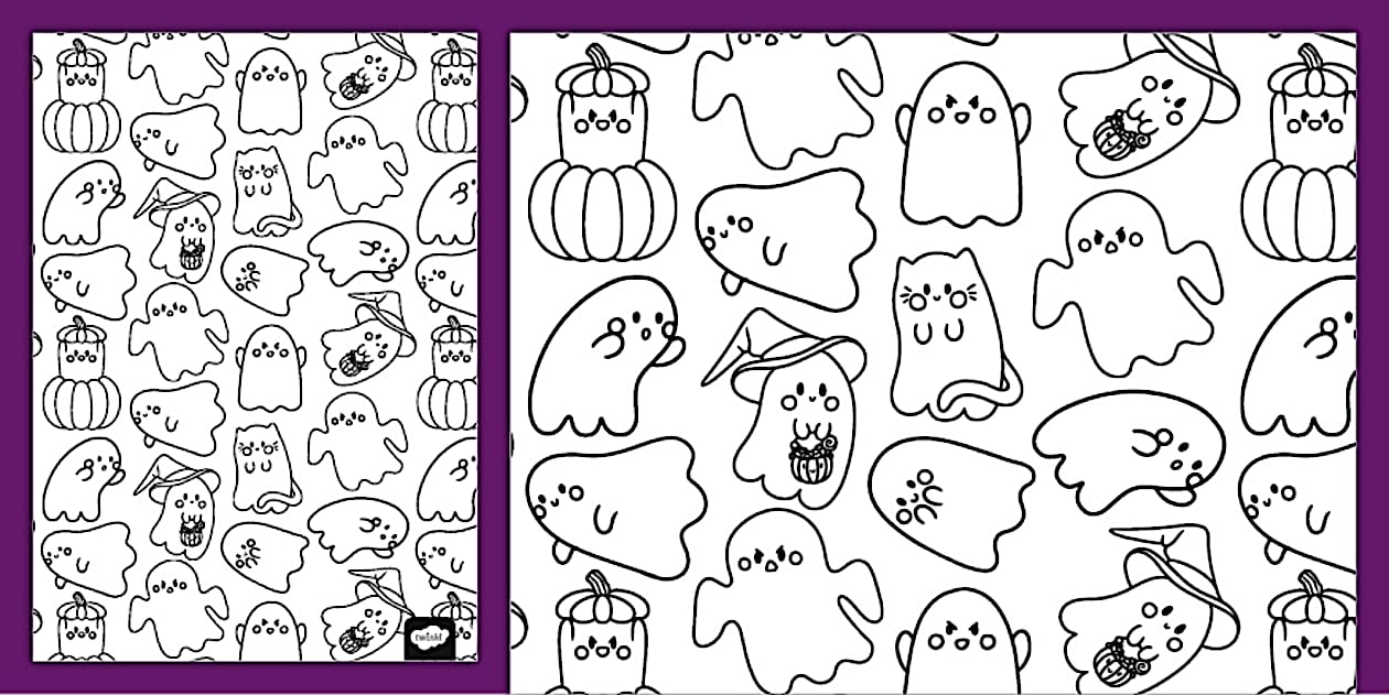 * NEW * Halloween Ghosts Doodle Colouring Page - Twinkl