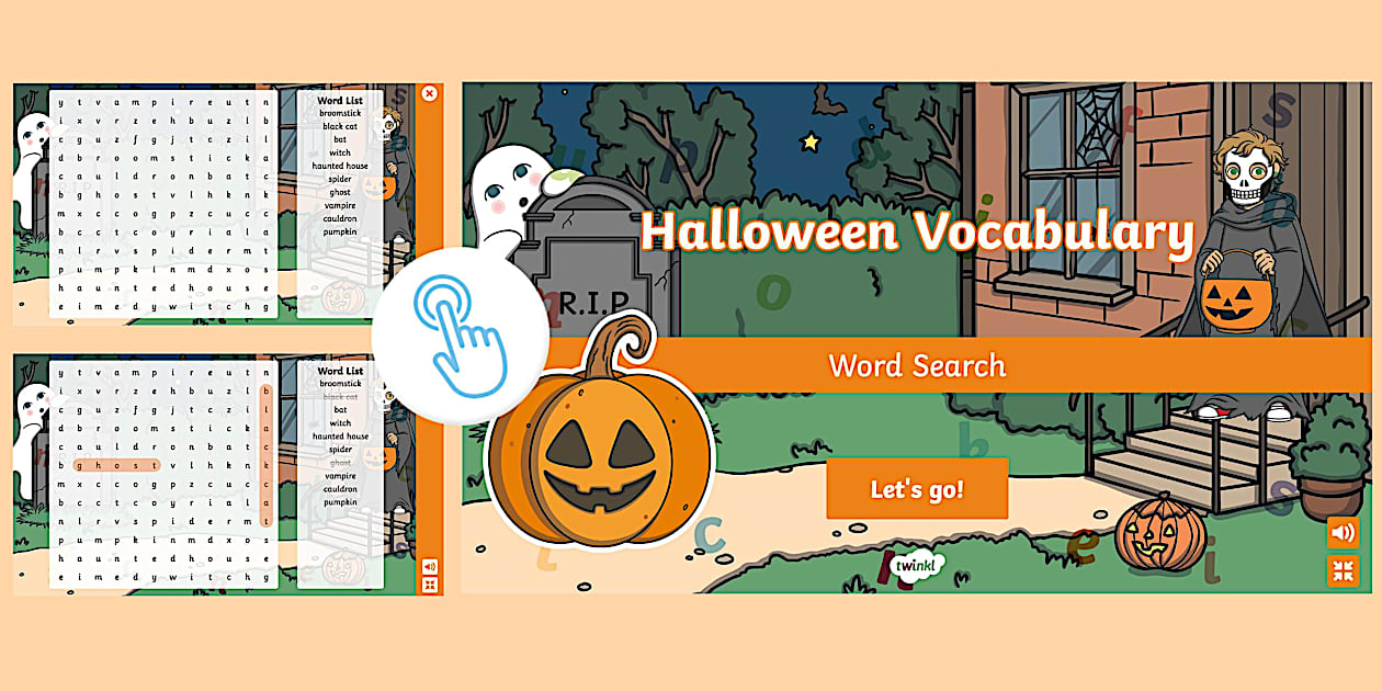 Halloween Vocabulary Interactive Word Search (Teacher-Made)