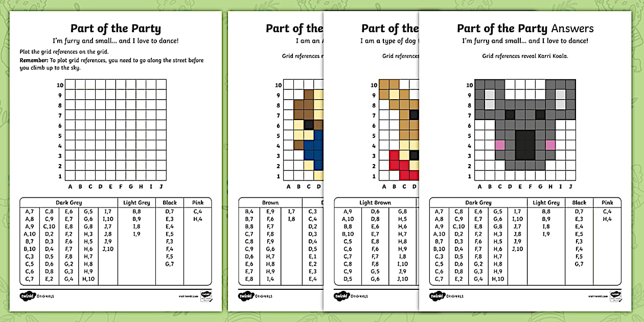 Part of the Party Grid References Worksheets (Teacher-Made)