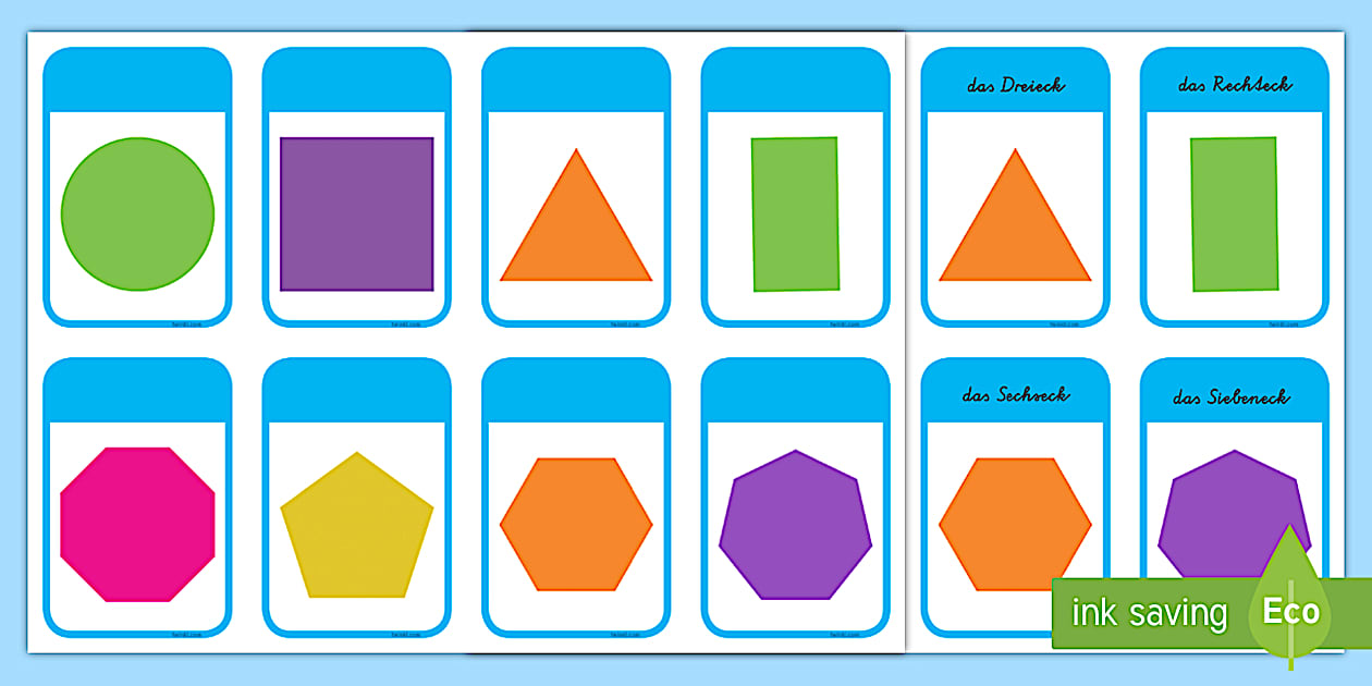 2D Shape Cards German (teacher made) - Twinkl