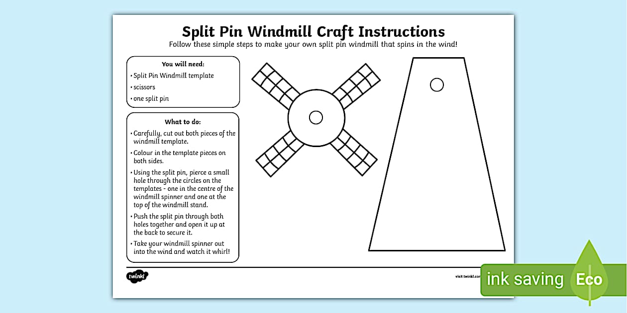 Split Pin Windmill Spinner Template | KS1 Arts & Crafts