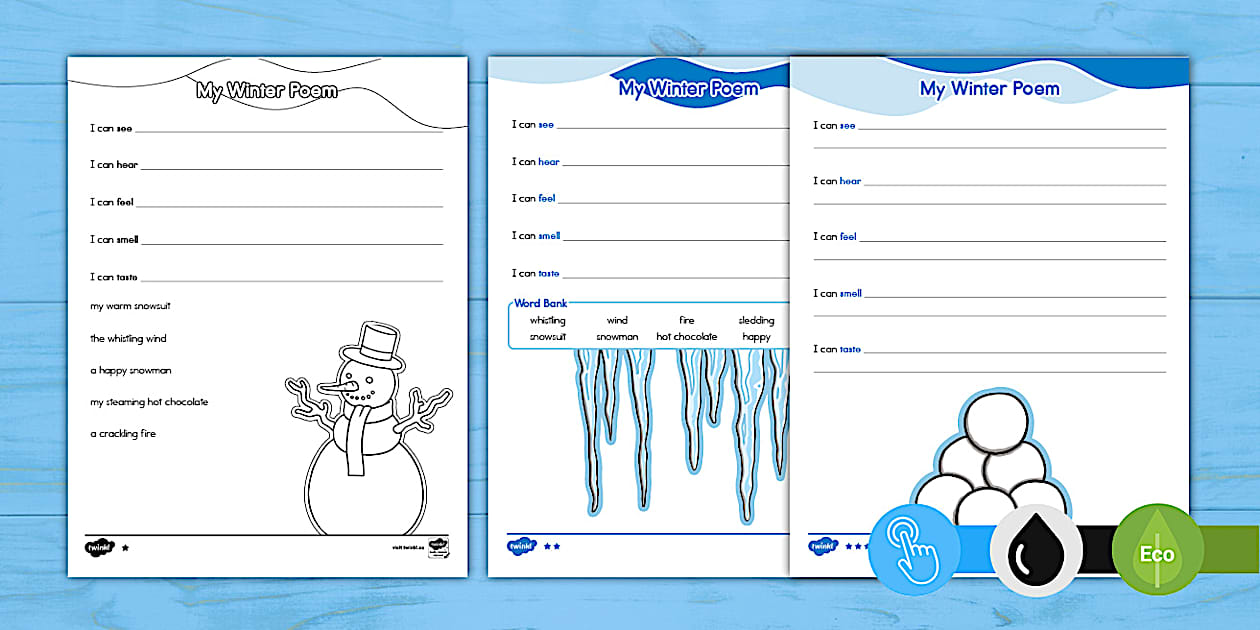 Winter Poem Differentiated Writing Frames (teacher made)