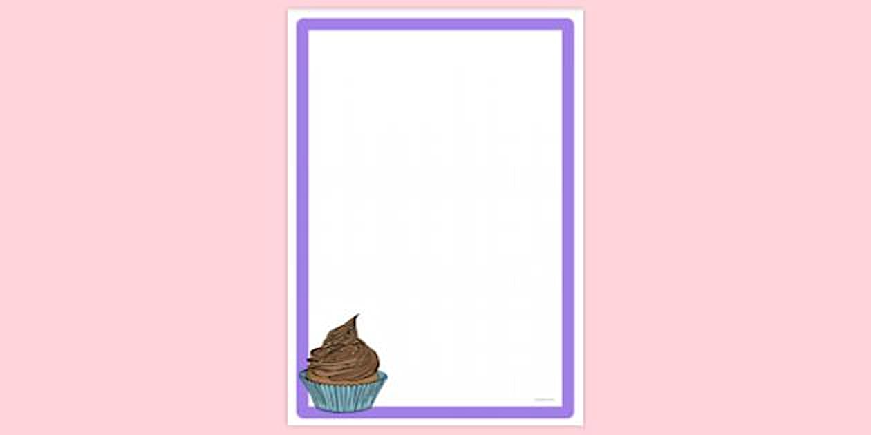 Cupcake with Chocolate Icing Page Border | Page Borders
