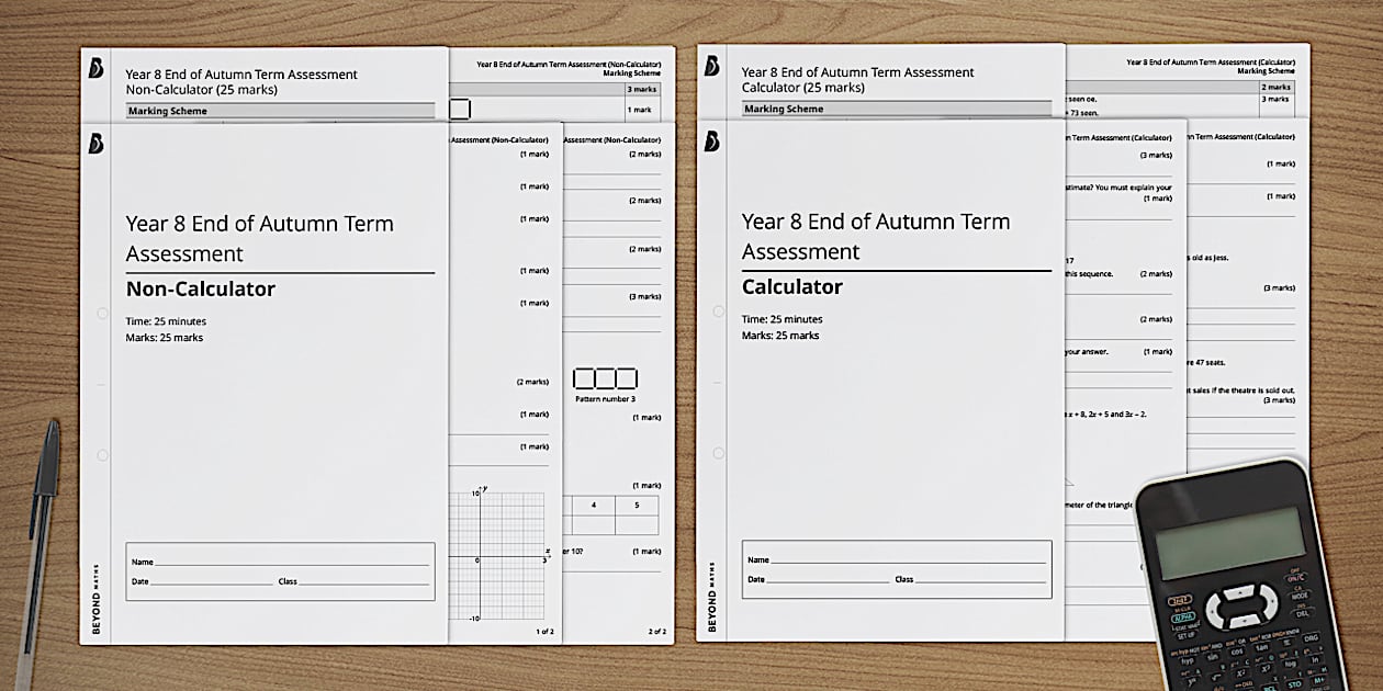 👉 Year 8 End of Autumn Term Maths Assessment - Twinkl