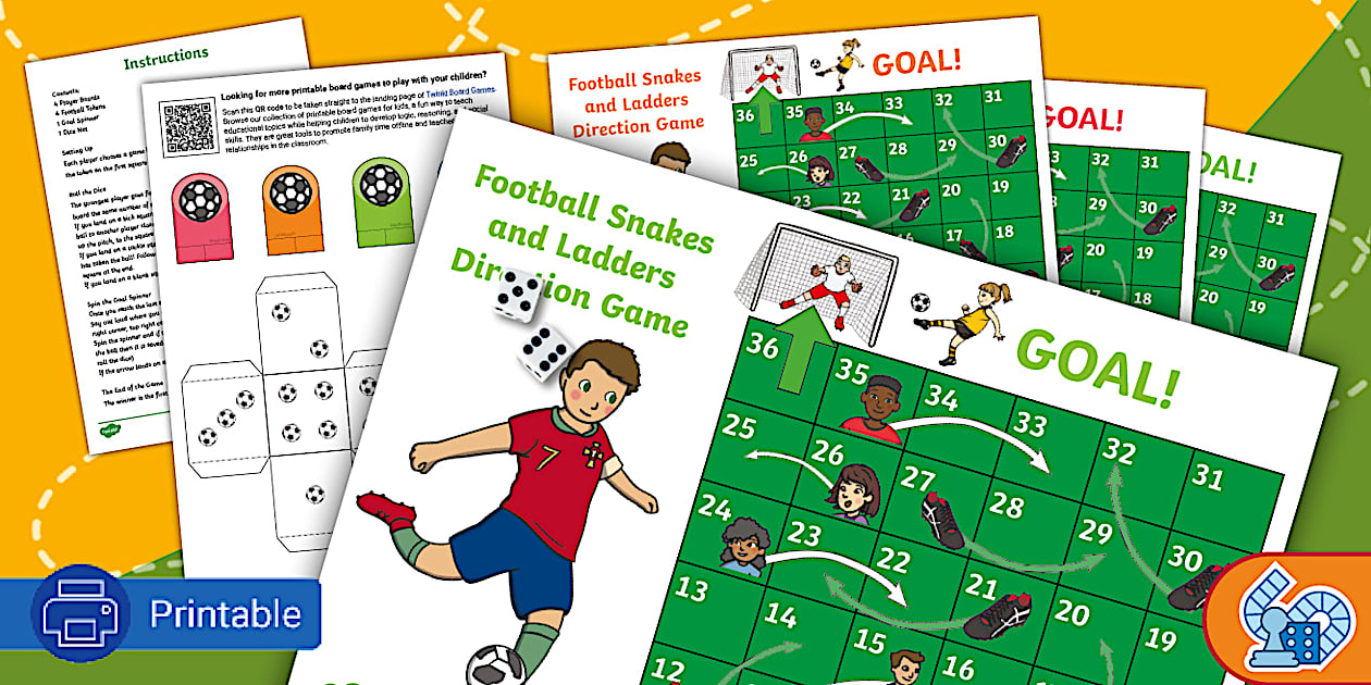 Family Picnic Games – Football Snakes and Ladders – Twinkl