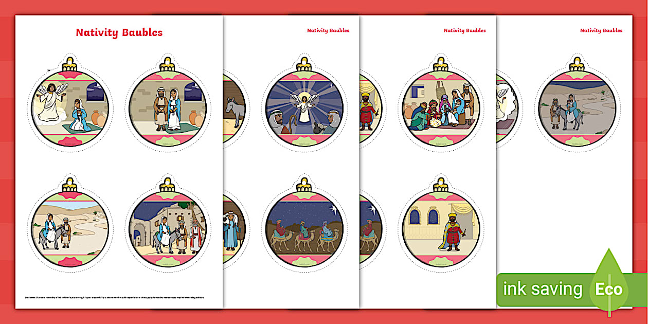 The Nativity Story Christmas Baubles (teacher made) - Twinkl