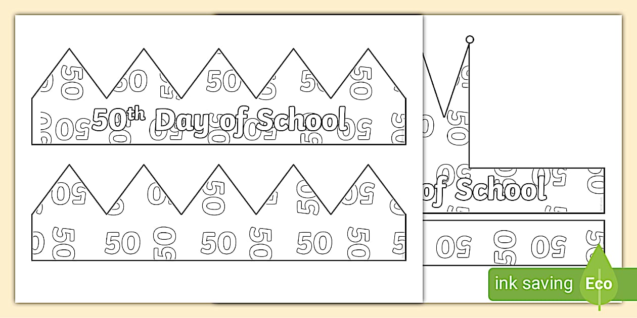 Cursive 50 Days of School Crown Paper Craft (teacher made)