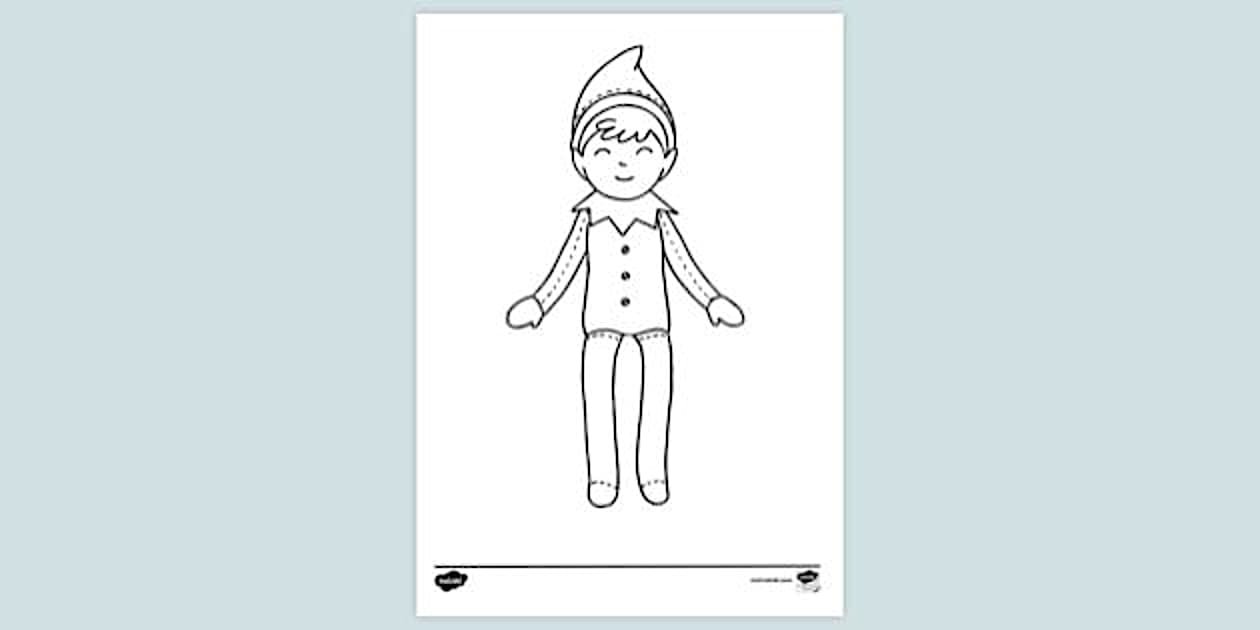 Happy Elf Colouring Page | Colouring Sheets | Twinkl