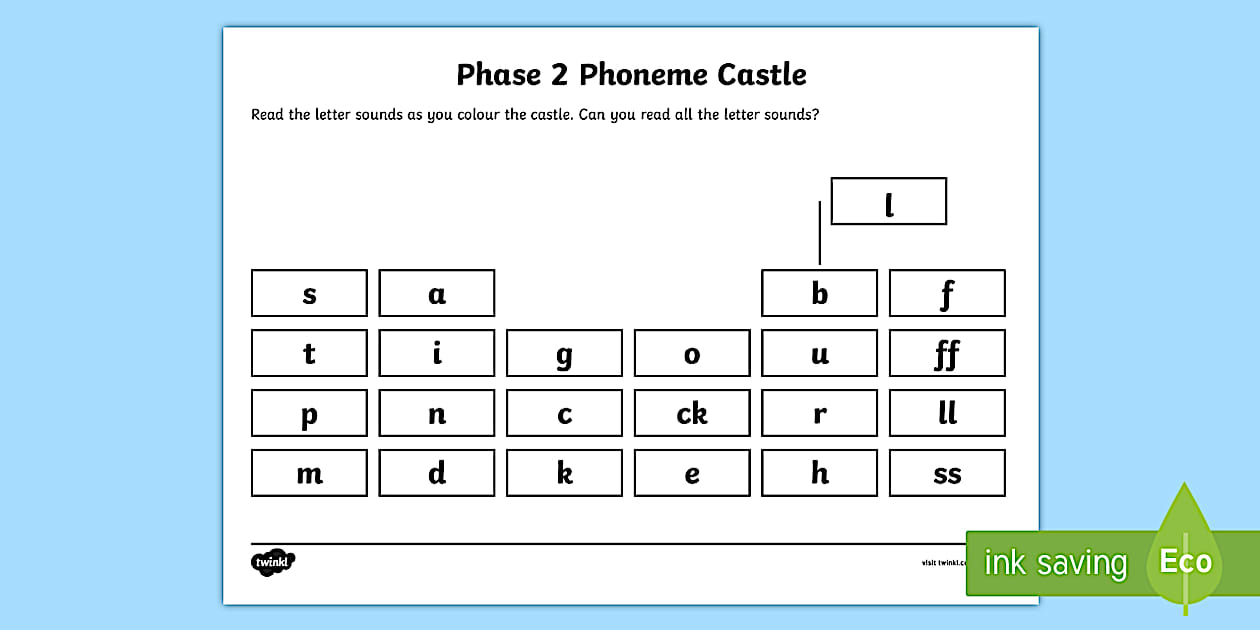 Editable Phase 2 Phoneme Castle Worksheet (teacher made)