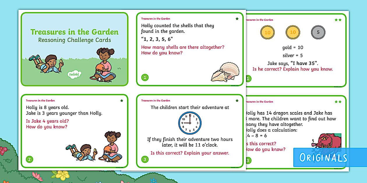 Year 1 Treasures in the Garden Reasoning Differentiated Maths Challenge ...