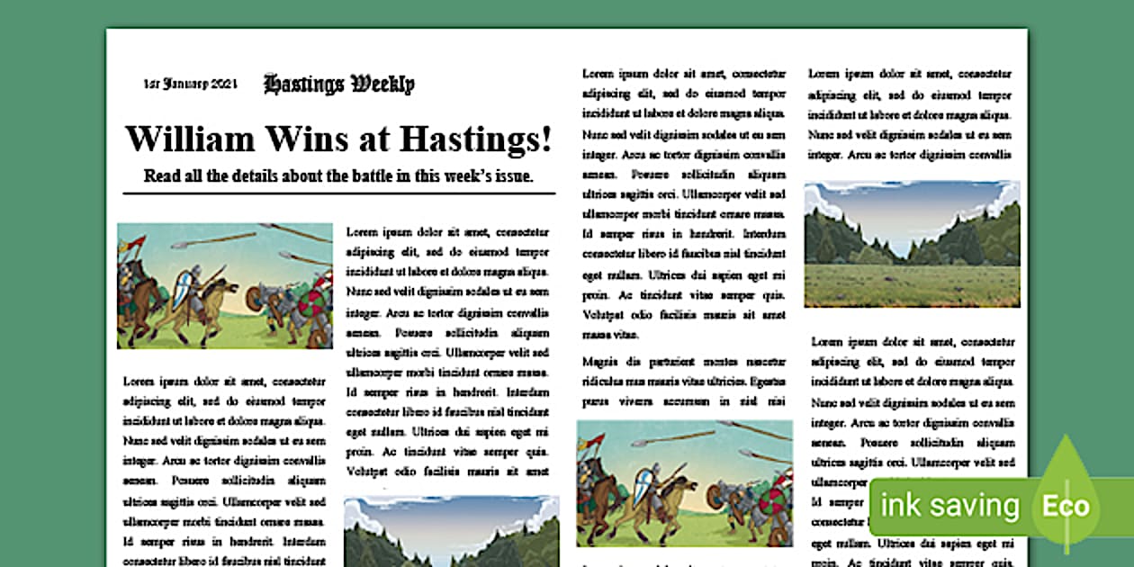 Battle of Hastings Newspaper Article KS2 Template - Twinkl