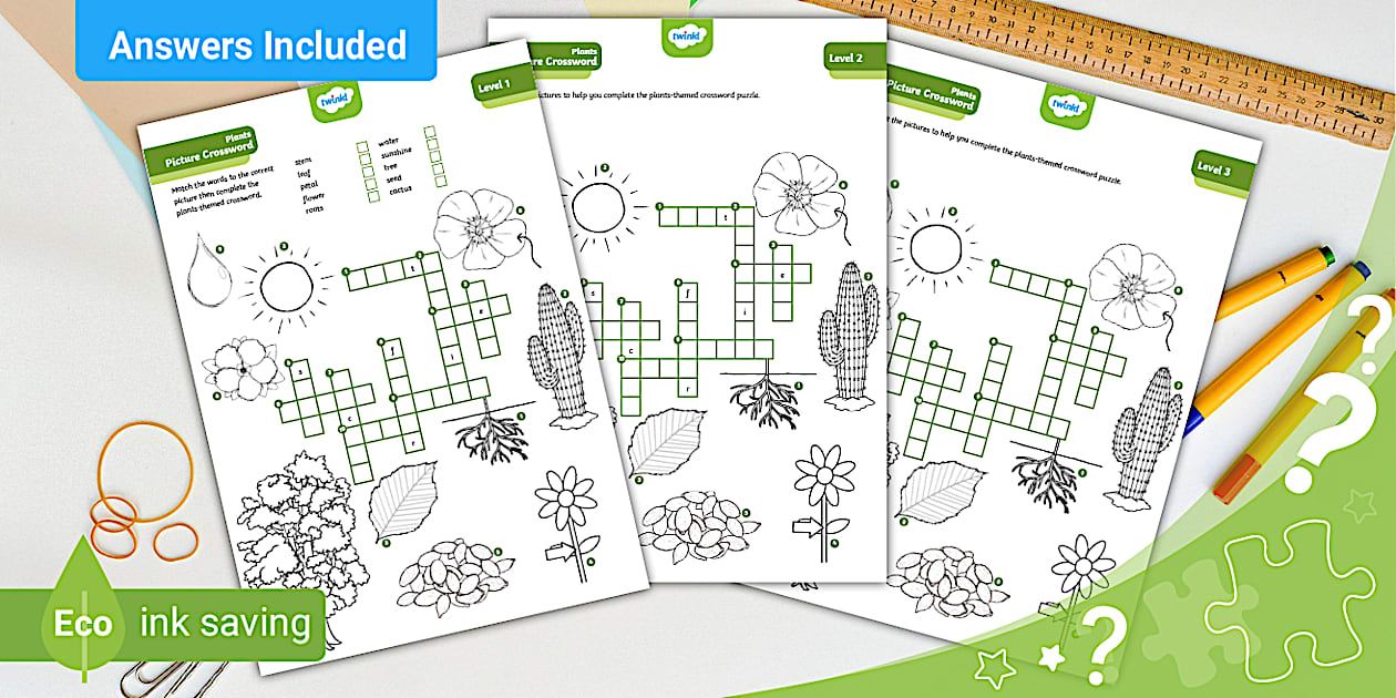 Plants Picture Crossword Puzzle - AL - Twinkl - Kids Puzzles