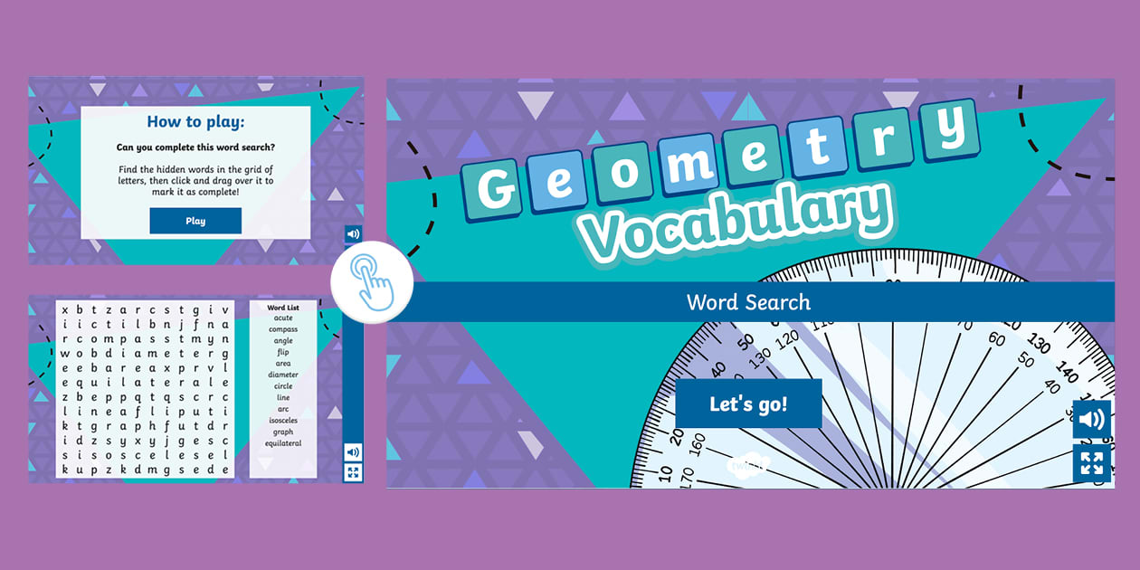 Tier 3 Geometry Vocabulary Interactive Word Search - Twinkl