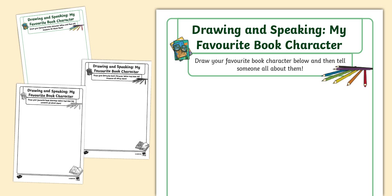 Book Character Draw and Talk Worksheet - Twinkl