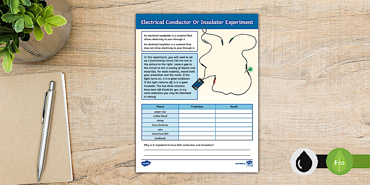 Conductor Or Insulator Experiment Graphic Organizer - Twinkl
