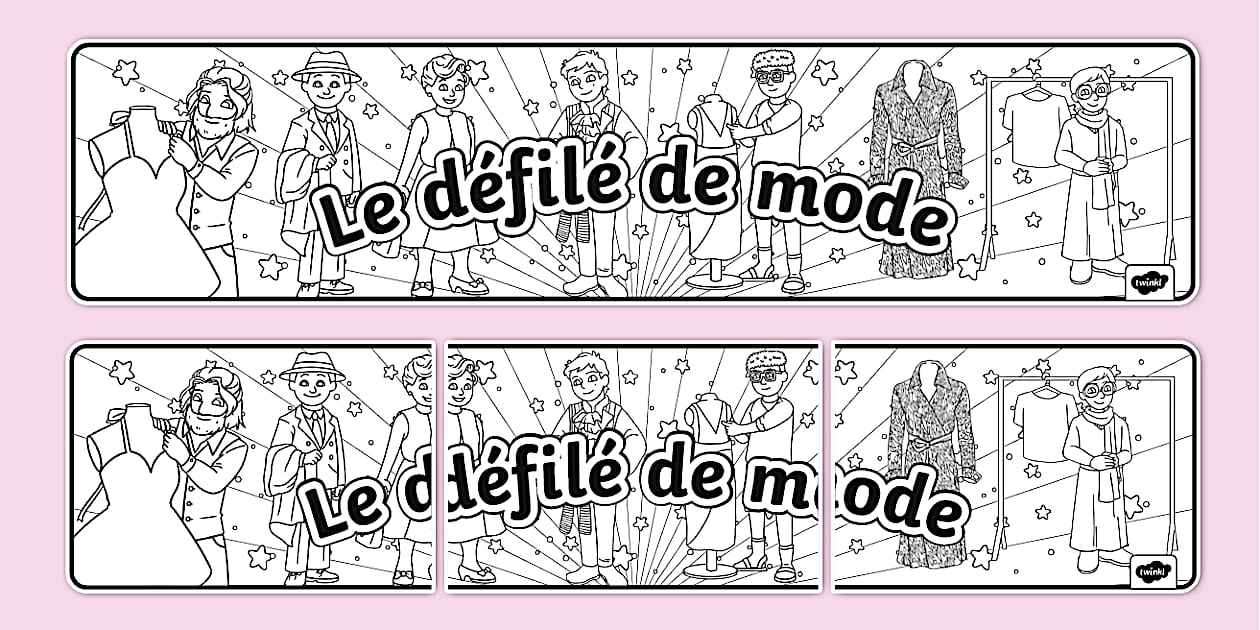 * NEW * Banderole d'affichage à colorier : Le défilé de mode
