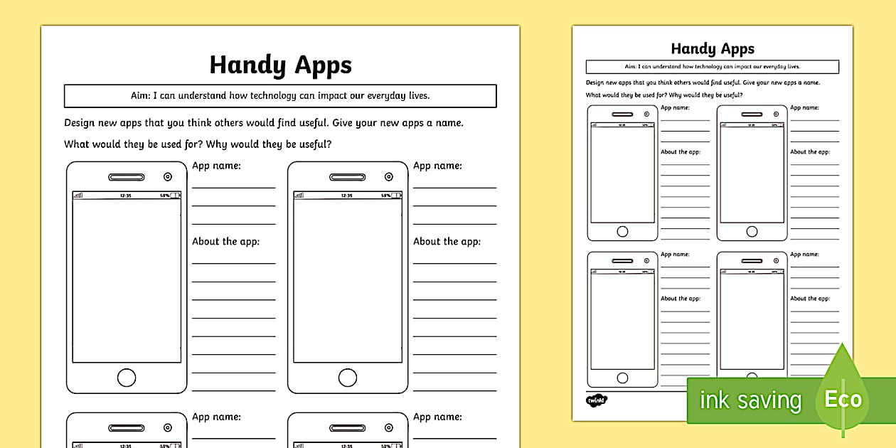 Handy Apps Worksheet / Worksheet - Twinkl