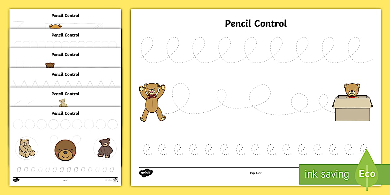 Teddy Bear Pencil Control Worksheet / Worksheets - Twinkl