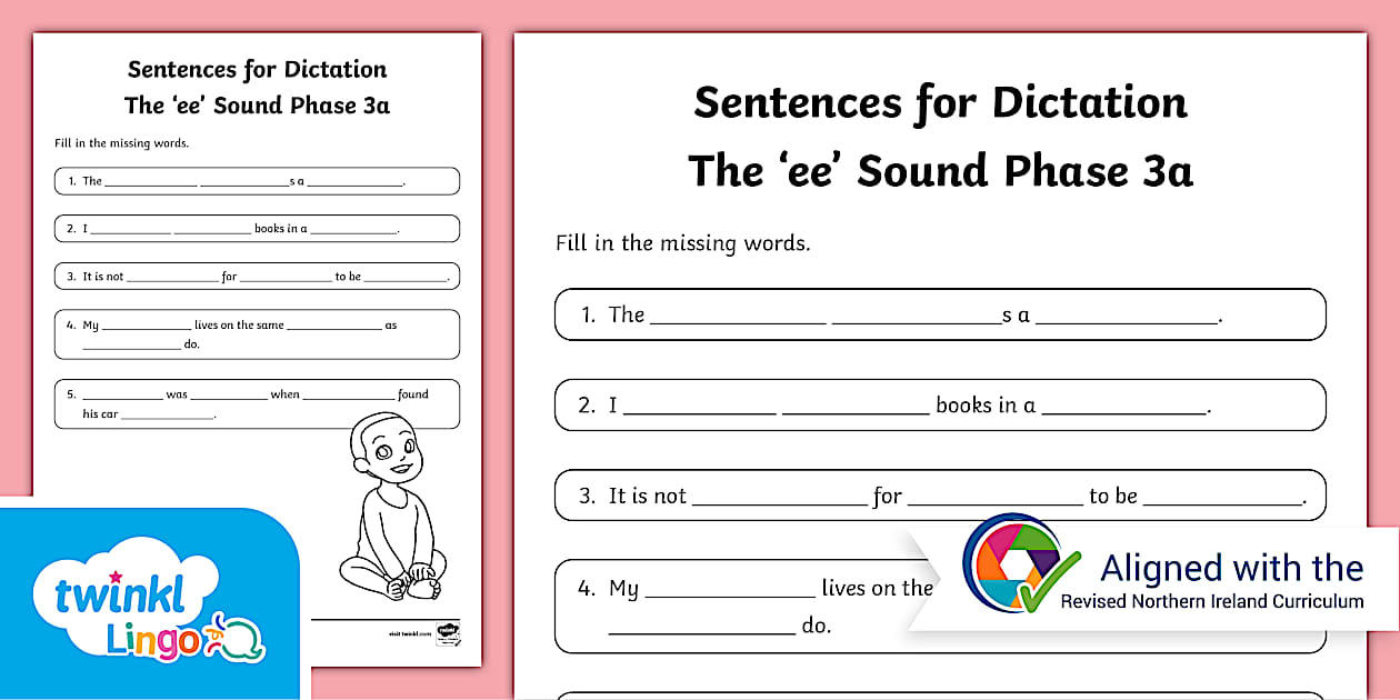 NI Linguistic Phonics 3a 'ee' Sound Dictation Sentences