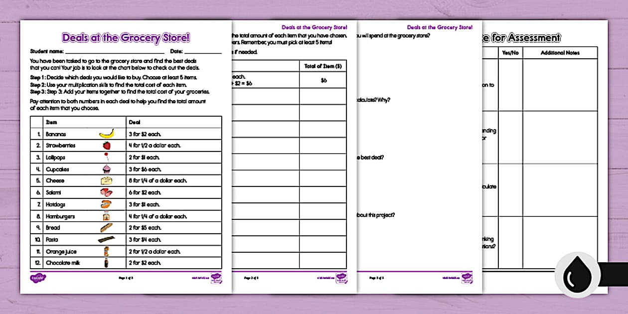 Financial Multiplication Project- Grade 2 (teacher made)