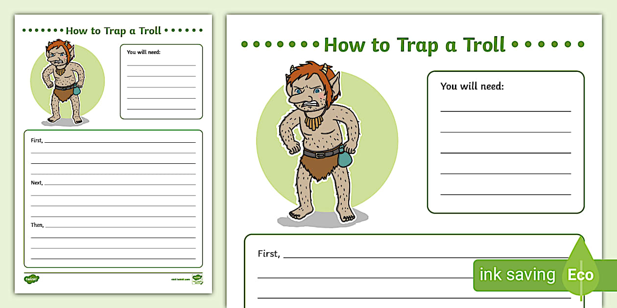 How to Trap a Troll Instructions Template - Twinkl - KS1